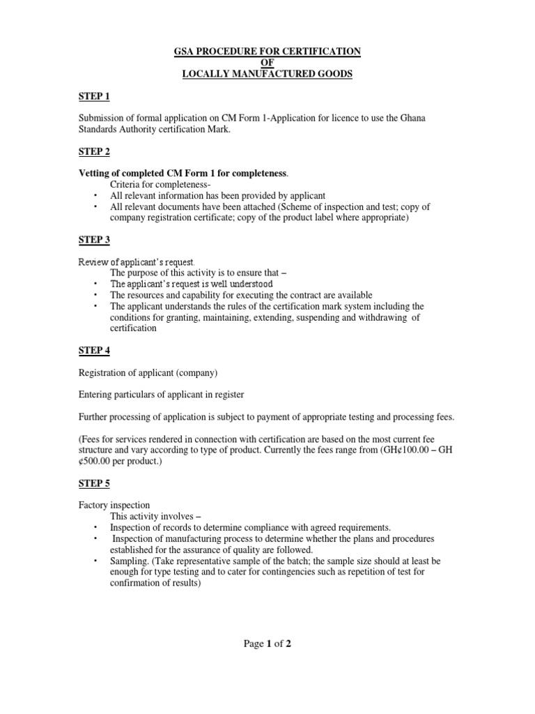 GSB Procedure For Certification | PDF | Certification | Quality (Business)