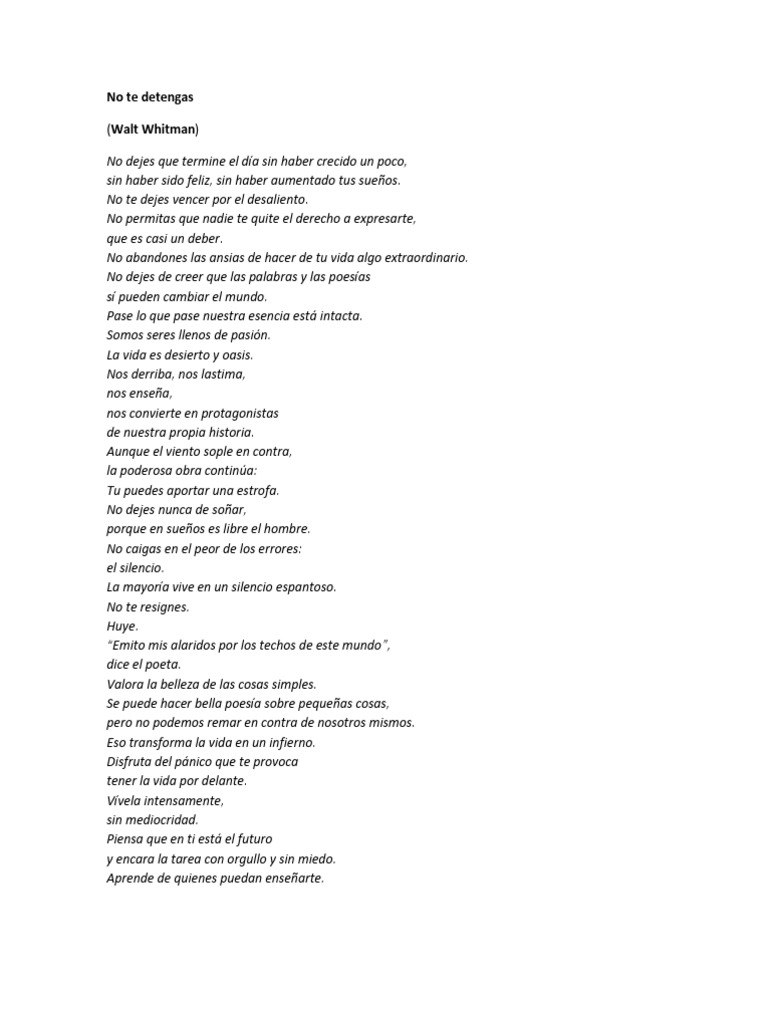 No Te Detengas-Whitman | PDF