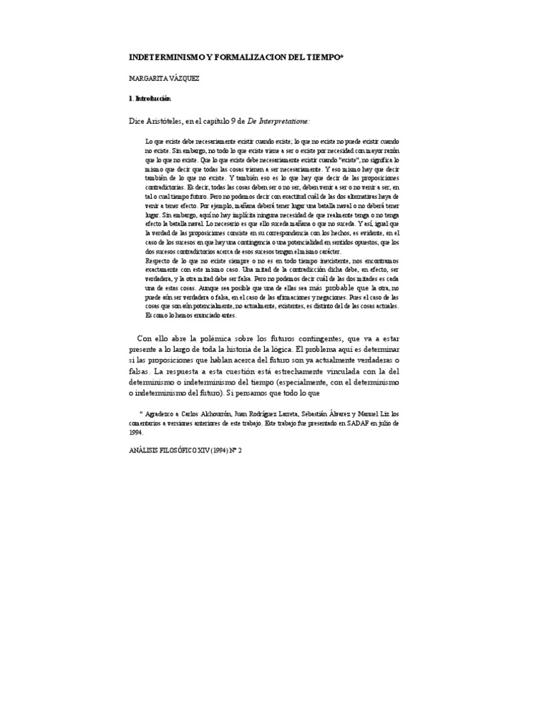 Indeterminismo Del Tiempo | PDF | Lógica | Axioma