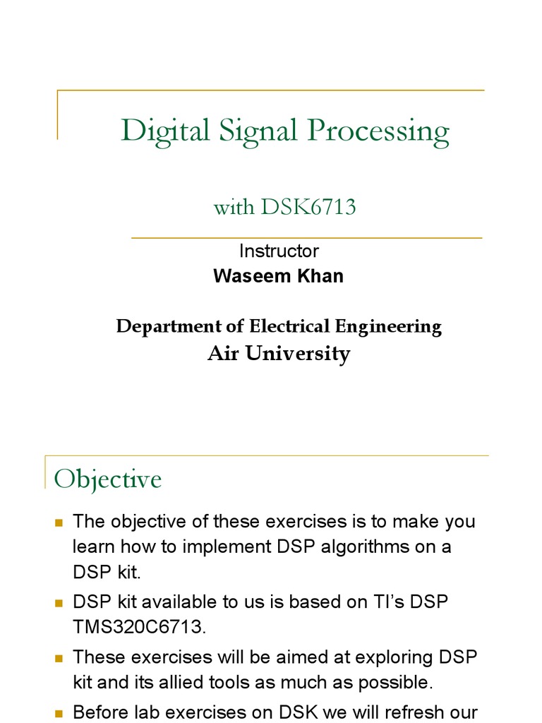 Digital Signal Processing: With DSK6713 | PDF | Digital Signal ...