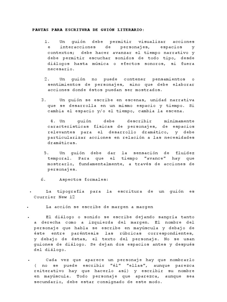 Pautas para Escribir un Guión Literario | PDF