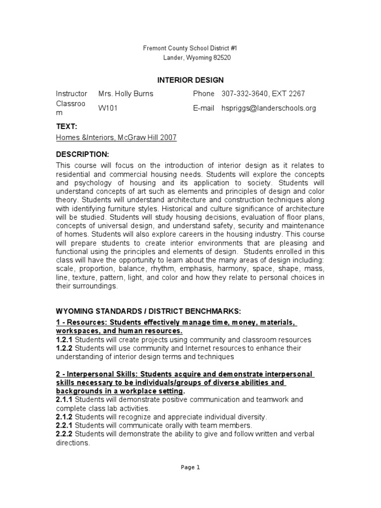 Interior Design Syllabus | Download Free PDF | Interior Design | Students