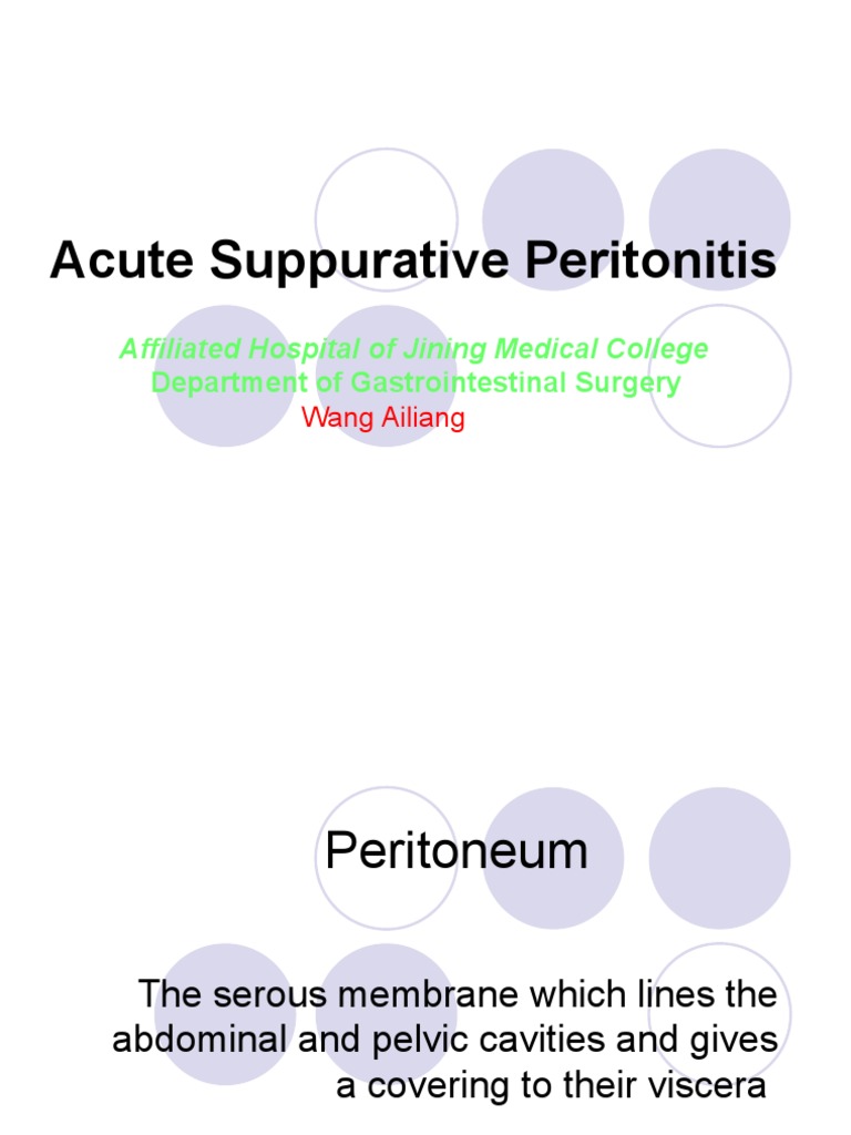 Acute Suppurative Peritonitis | PDF | Peritoneum | Sepsis