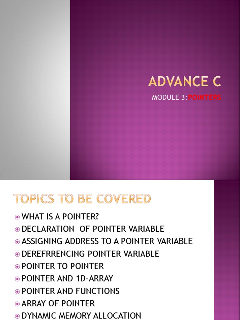 Pointers in C | PDF | Pointer (Computer Programming) | C (Programming ...