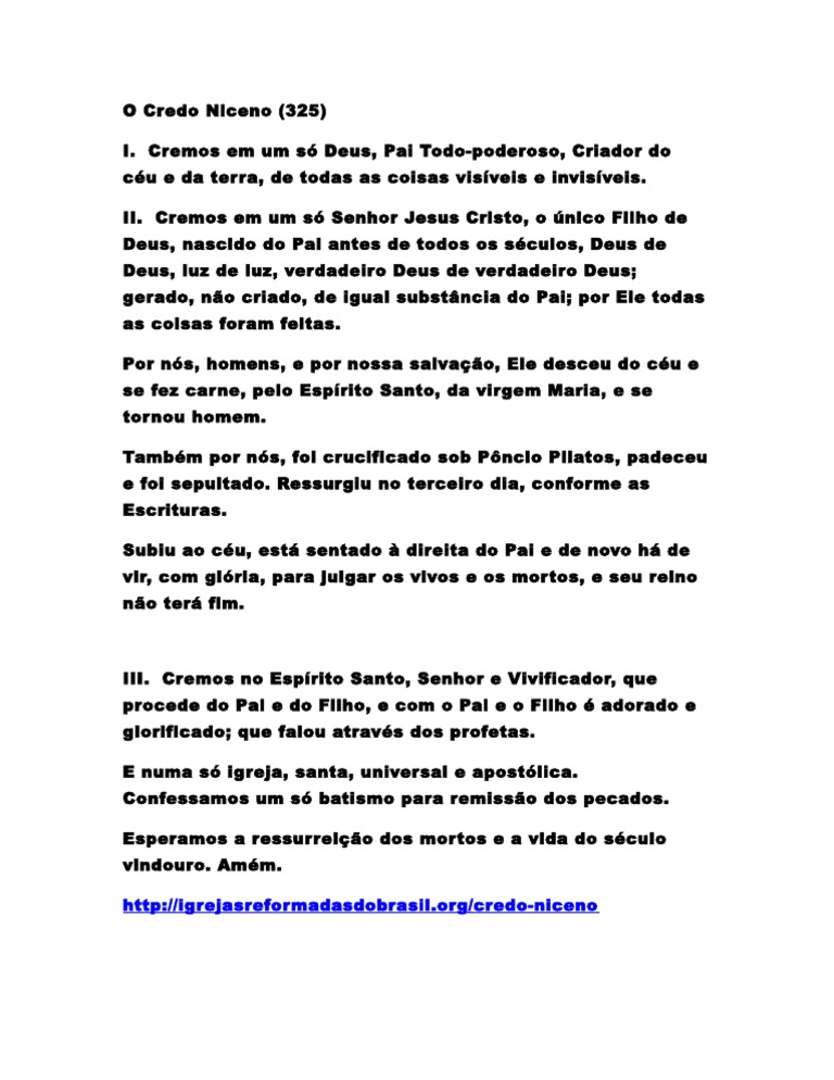 Oracao Do Credo Niceno
