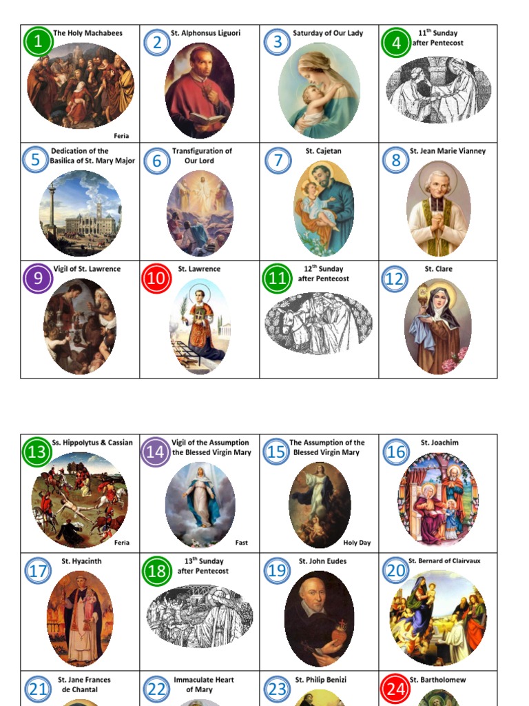Saints For August Calendar | PDF | History | Religion & Spirituality