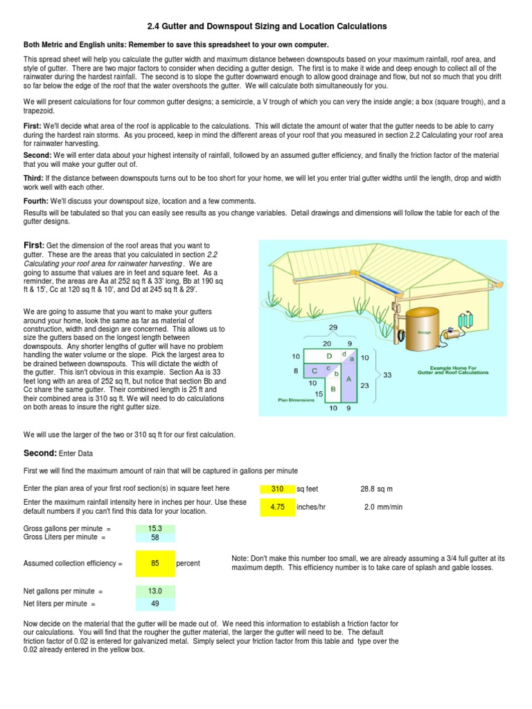 2_4 Gutter and Downspout Sizing and Location | Foot (Unit) | Rain