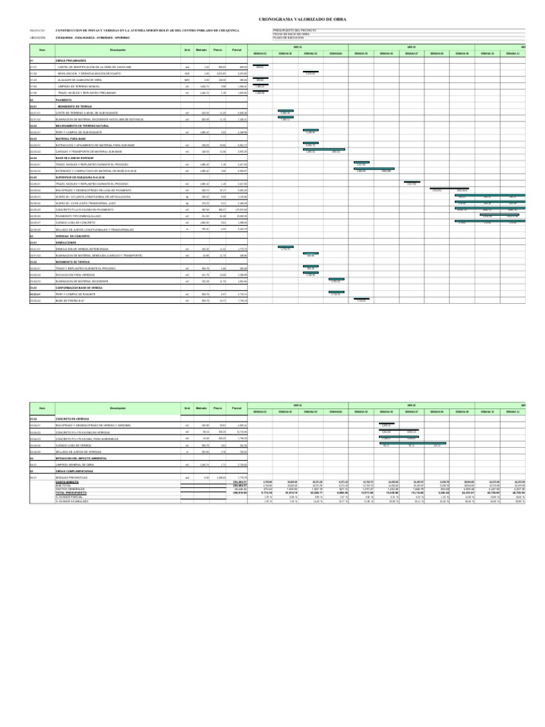 Cronograma de Ejecucion de Obra | PDF