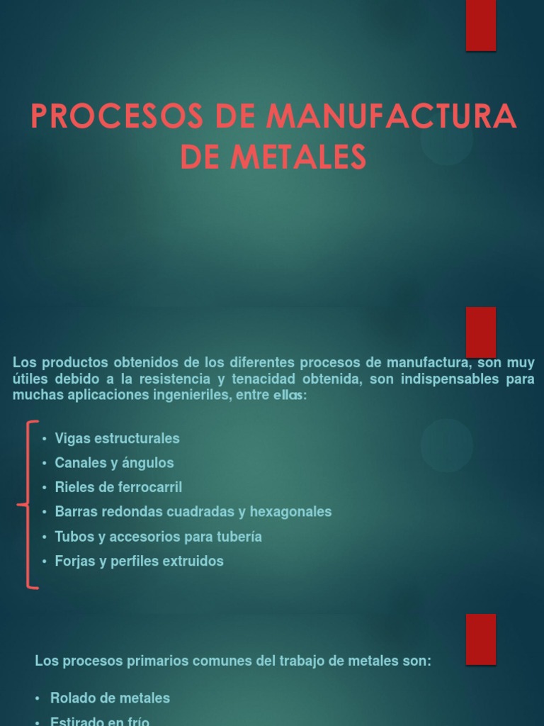 Procesos de Manufactura de Metales (Autoguardado) | PDF | Acero | Rieles