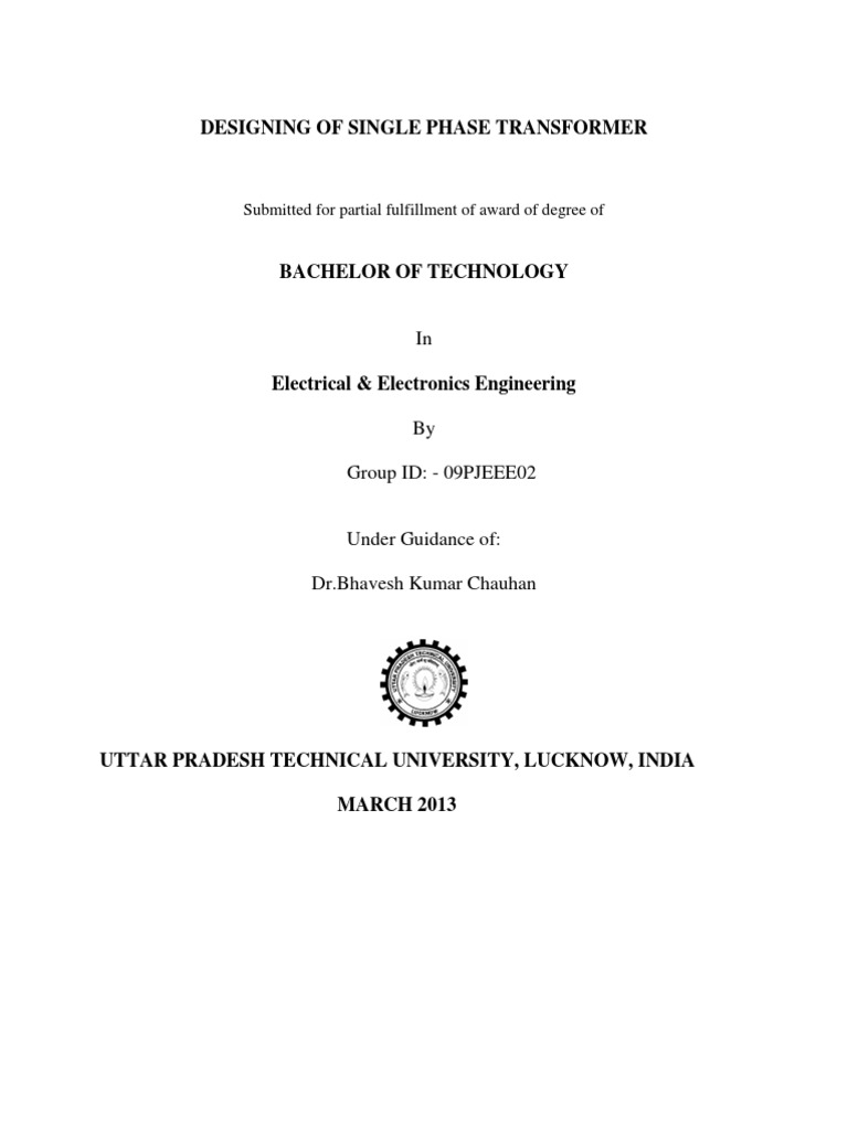 Designing of Single Phase Transformer | PDF | Transformer | Inductor