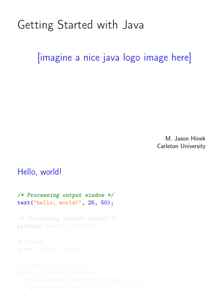 Getting Started With Java Imagine A Nice Java Logo Image Here Pdf Java Virtual Machine 