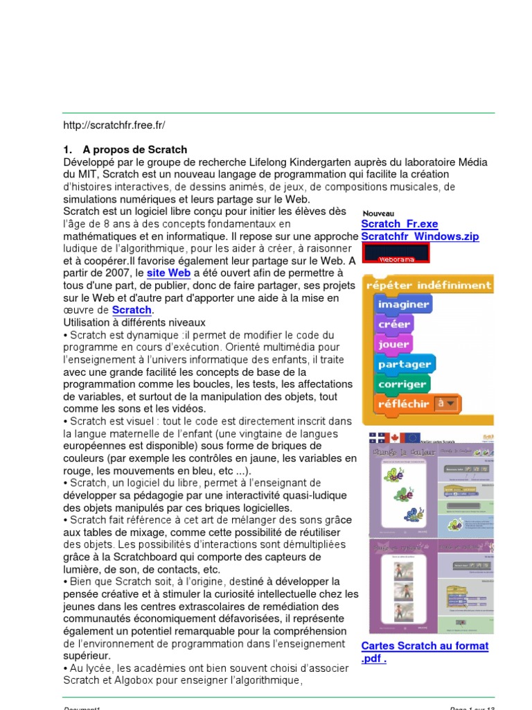 Scratch Programmation Enfants V9 | PDF | Scratch (Langage de programation) | Internet