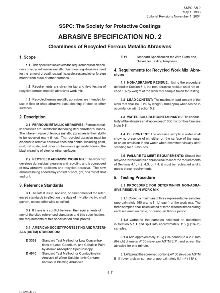 SSPC Ab 2 | PDF | Abrasive | Lead