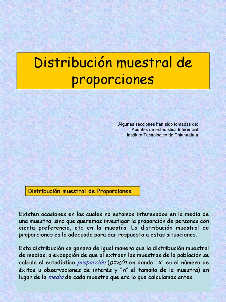 Distribución Muestral de Proporciones | PDF | Muestreo (Estadísticas) | Desviación Estándar