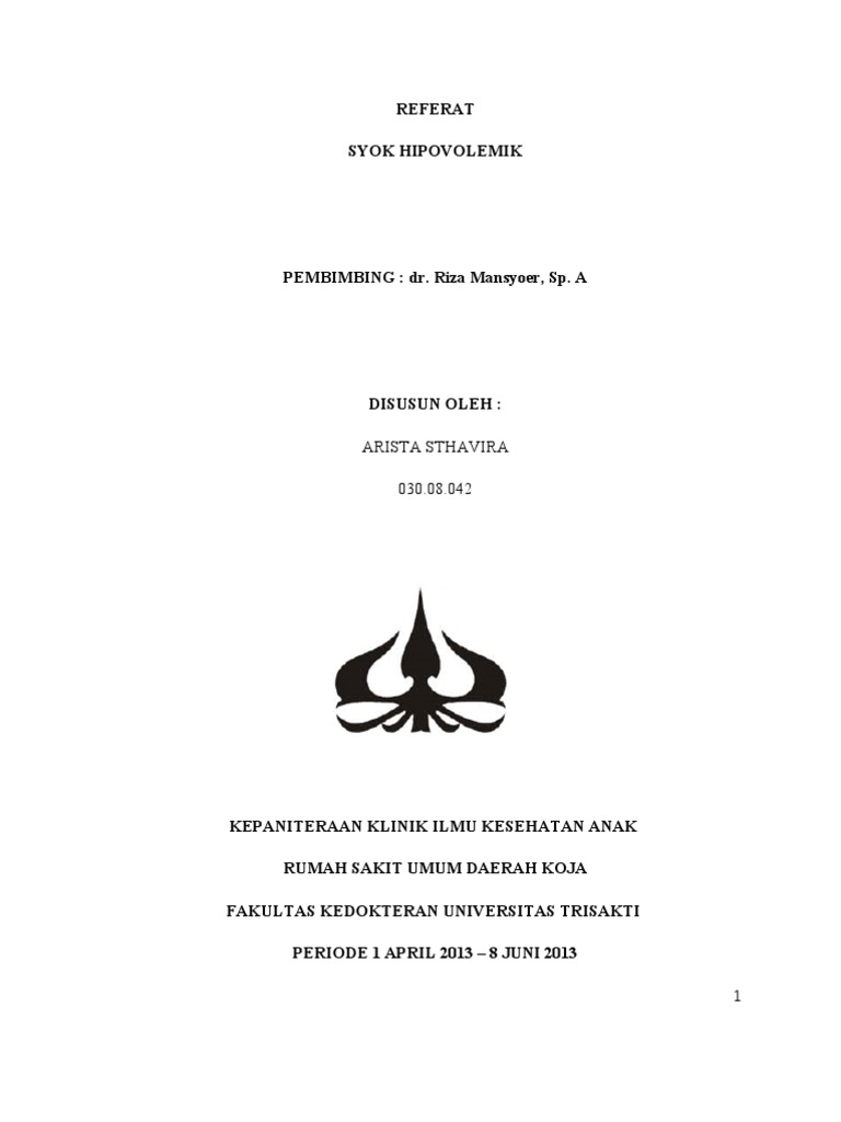 Referat Syok Hipovolemik | PDF | Sains & Matematika