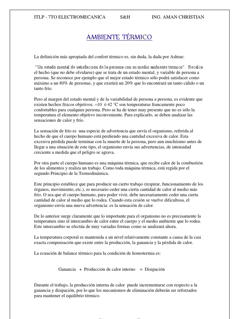 Ambiente Termico | PDF | Evaporación | Calor