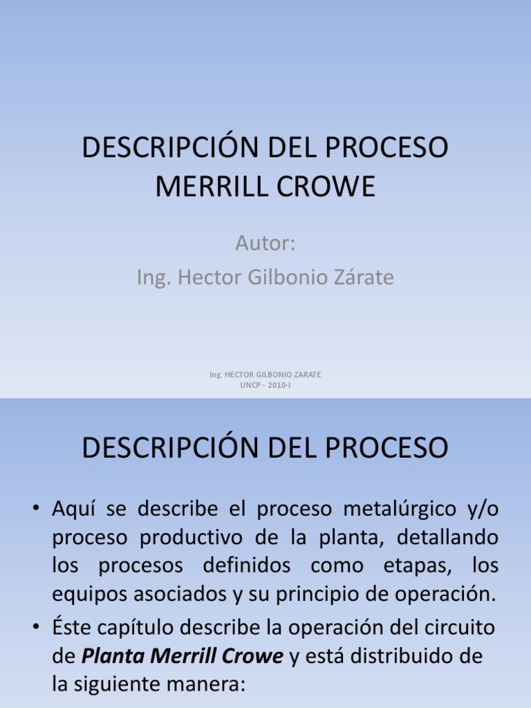 Descripción Del Proceso Merrill Crowe | PDF