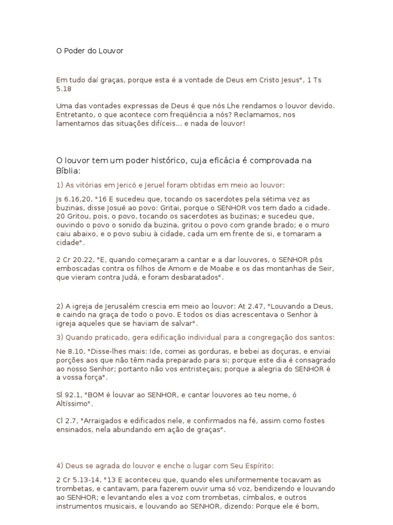 O Poder Do Louvor | PDF | Josué | Deus