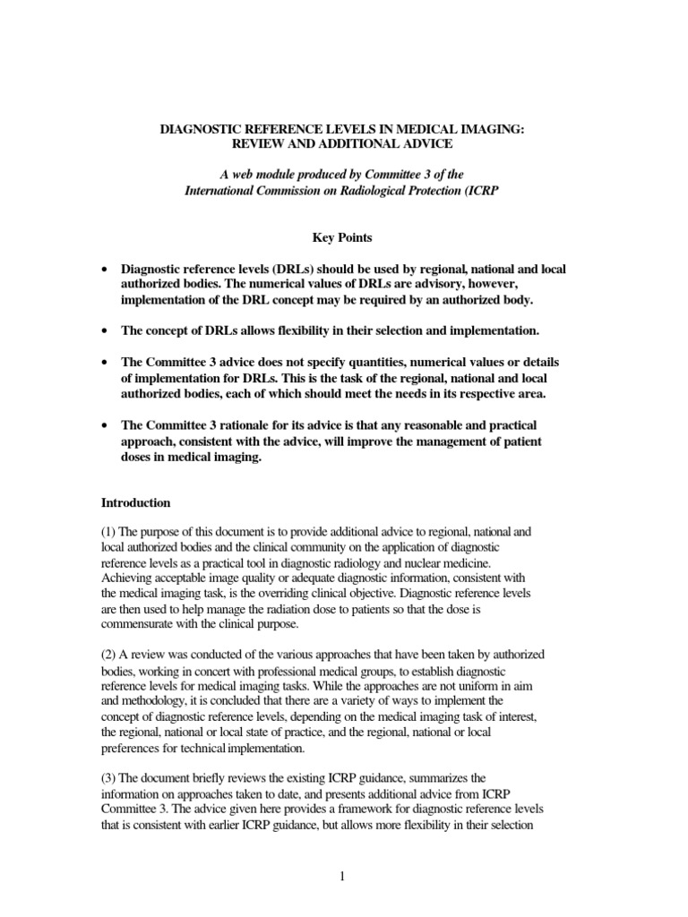 Explanatory Note on Diagnostic Reference Levels DRL_for_web | Radiation ...