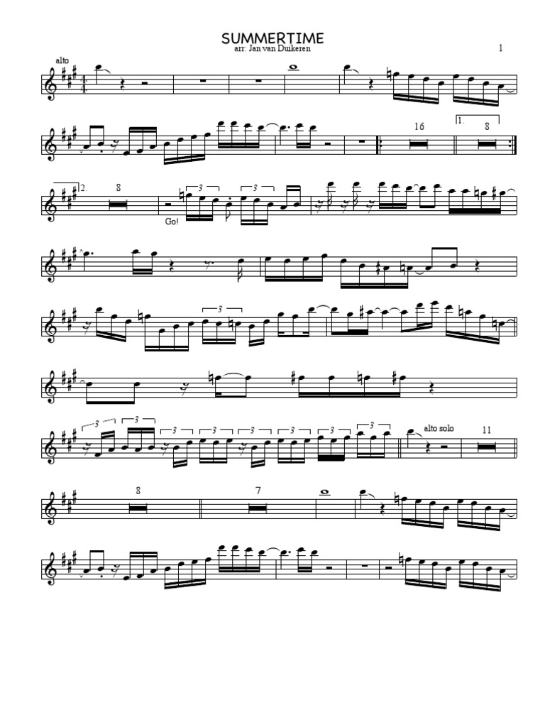 Summertime Alto Sax