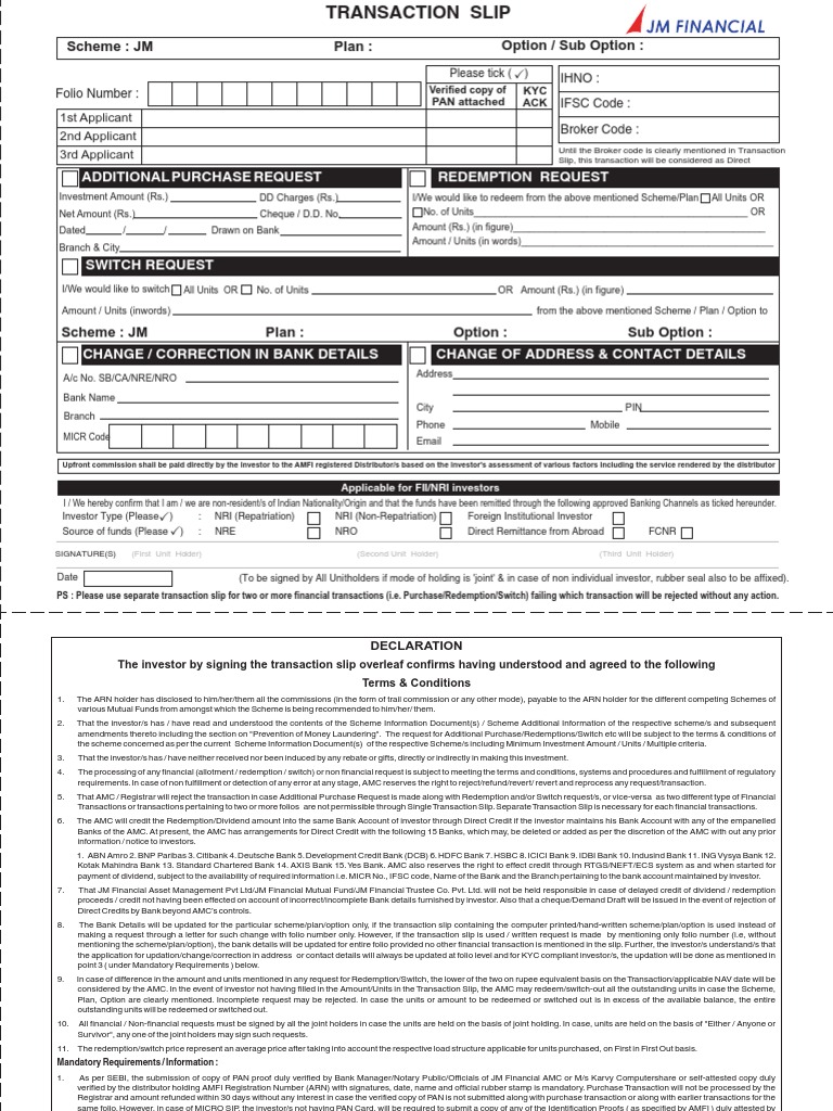 Jm Transaction Slip | Financial Transaction | Investor | Free 30-day ...