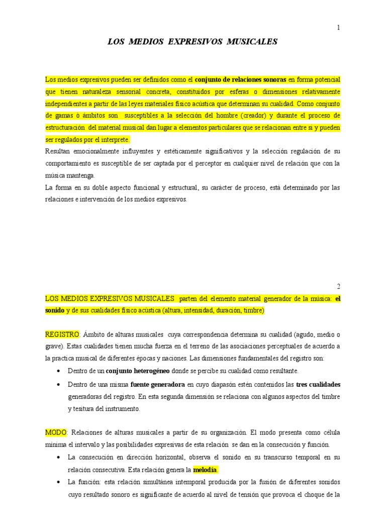 Anàlisis-Medios Expresivos Musicales | PDF | Sonido | Ritmo