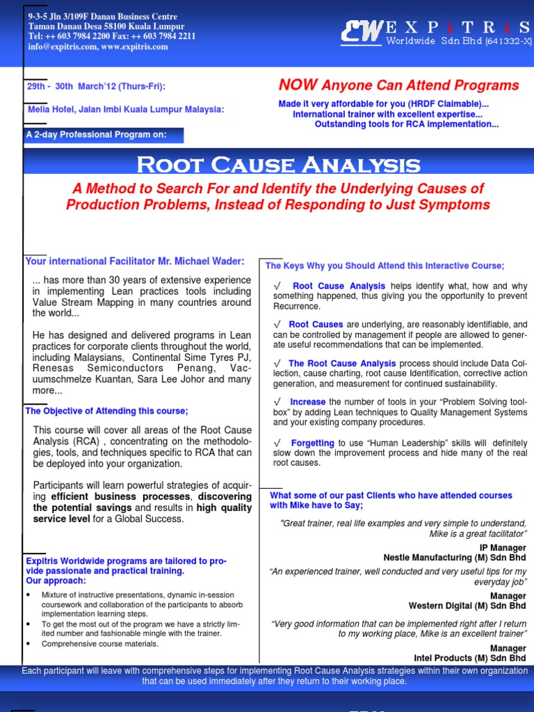 Root Cause Analysis Training in Malaysia | PDF | Lean Manufacturing ...