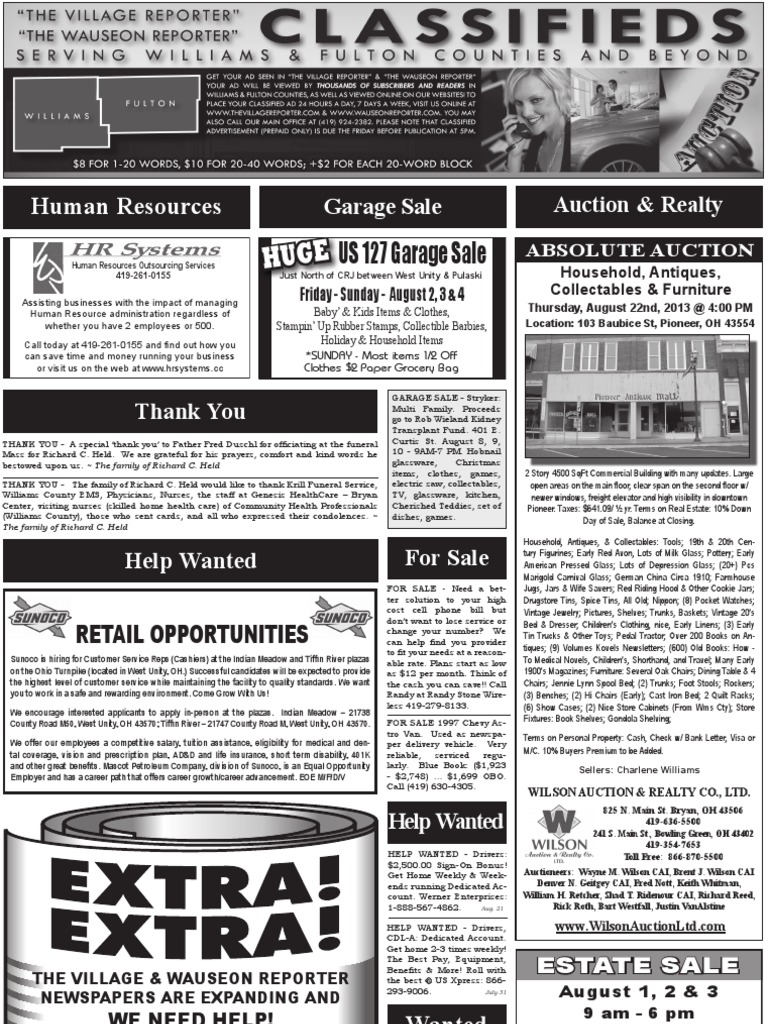 July 31st Classifieds | PDF | Newspapers | Employment