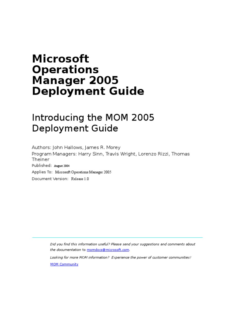Microsoft Operations Manager 2005 Deployment Guide | PDF | Itil ...