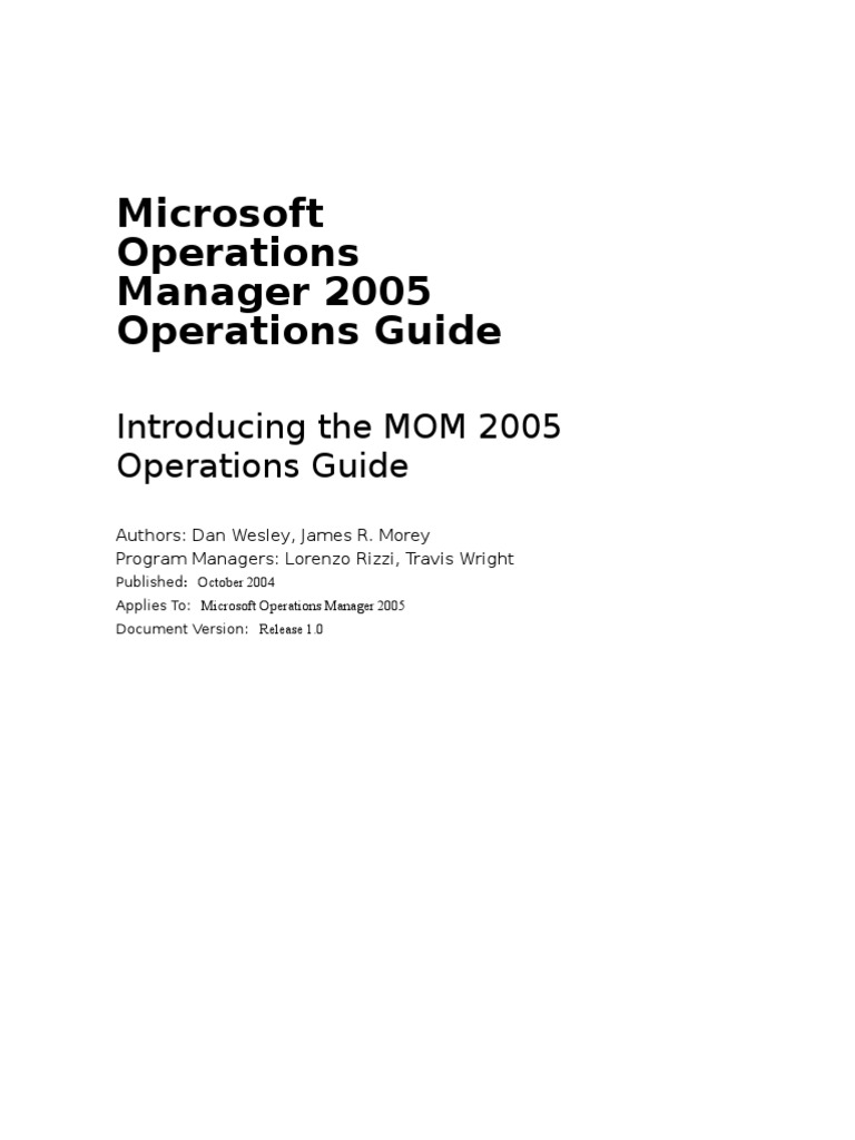 Microsoft Operations Manager 2005 Operations Guide | PDF | Active ...