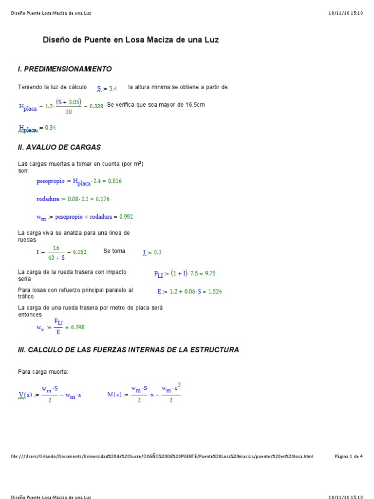 Diseno Puente Losa Mathcad | PDF Diseno Puente Losa Mathcad | PDF