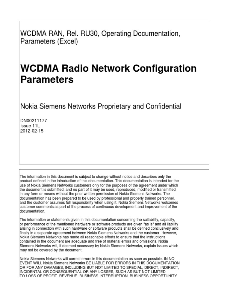 Wcdma Conf Param - NSN | PDF | Asynchronous Transfer Mode | High Speed Packet Access