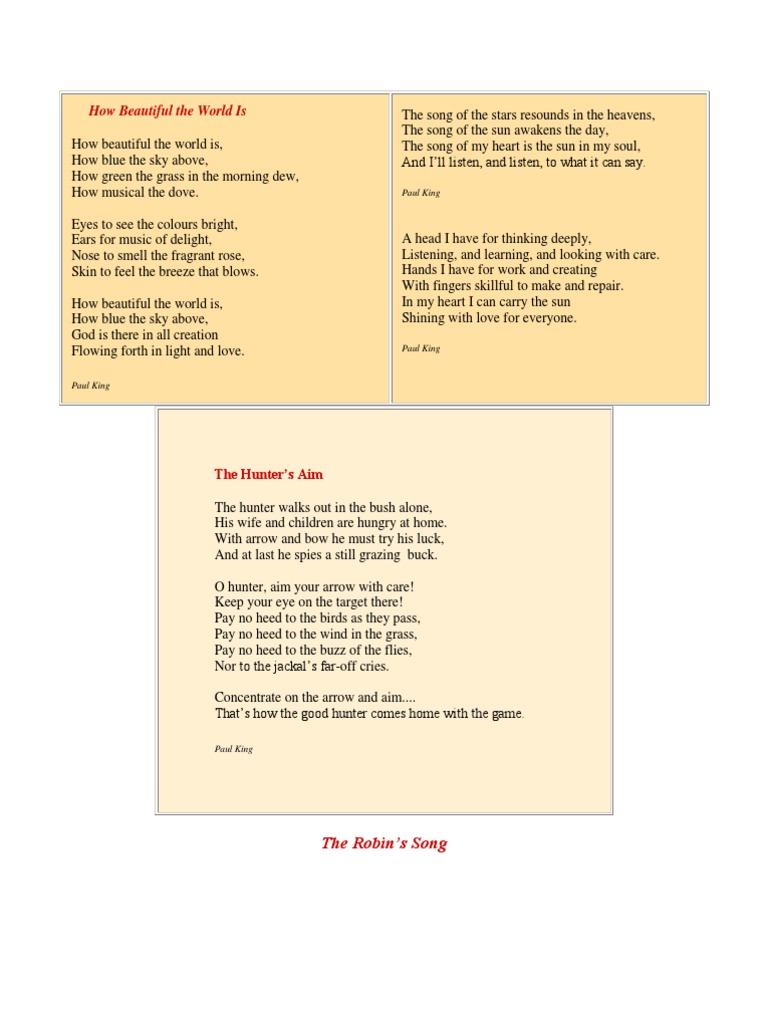 How Beautiful the World Is Poem | PDF | Nature