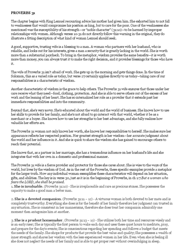 Proverbs 31 summary | Book Of Proverbs | Wisdom