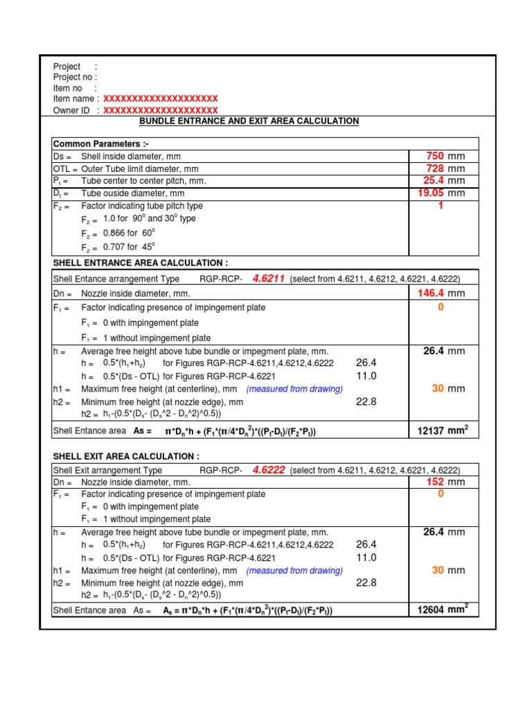TEMA Shell & Bundle Entrance and Exit Areas | PDF | Geometry | Teaching ...