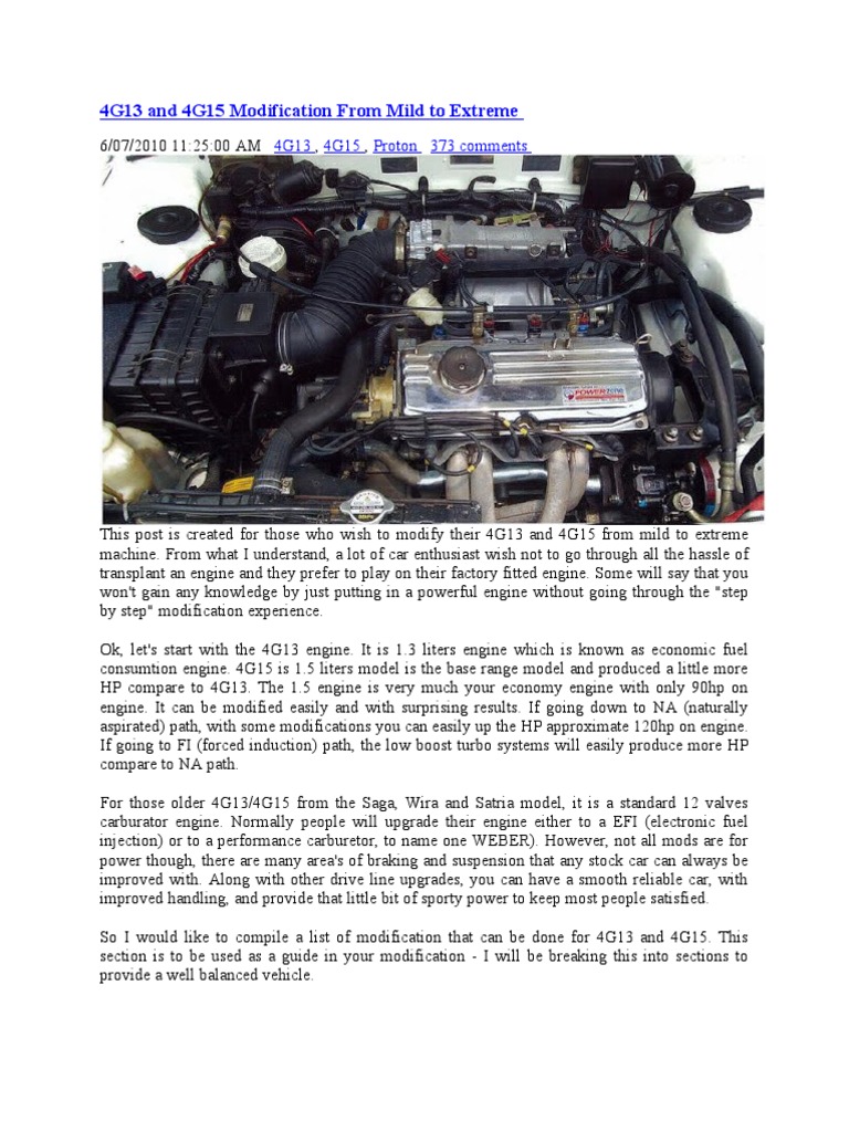 Modifying Mitsubishi 4G13 & 4G15 Engines | PDF | Turbocharger | Throttle