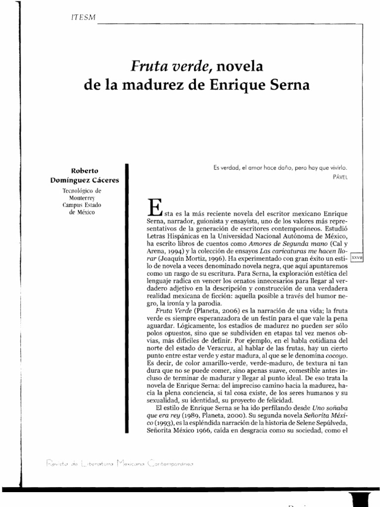 Fruta Verde: La Madurez en Serna | PDF | Homosexualidad | Autor
