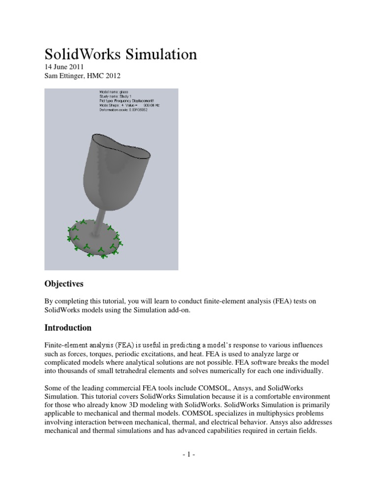 Solidworks Simulation Tutorial REVISED | PDF