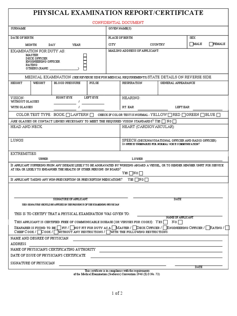 MLC Medical Examination Report Format | PDF | Physical Examination ...