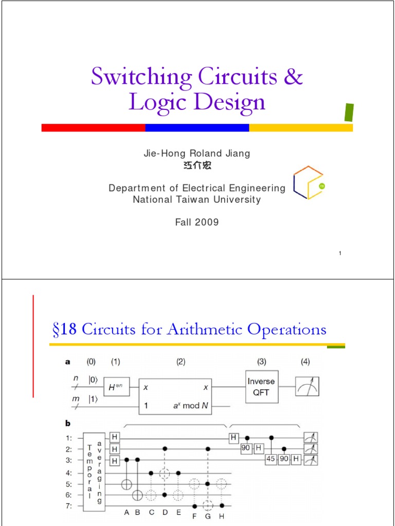 Switching Circuits & Logic Design: 18 Circuits For Arithmetic ...