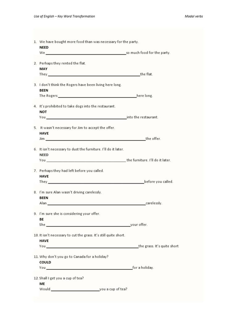 Modal Verbs Transformations PDF | PDF | English Language