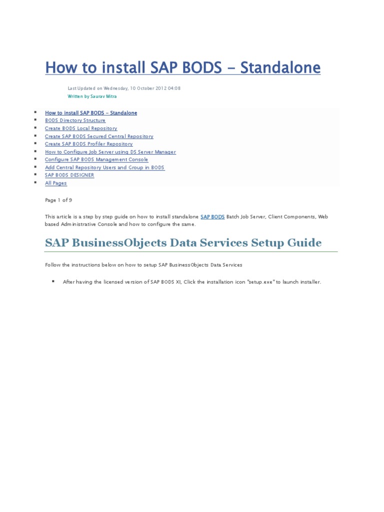 How To Install SAP BODS | PDF | Metadata | Databases