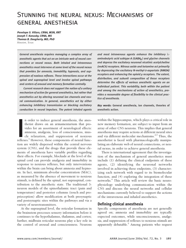 Stunning The Neural Nexus: Mechanisms of General Anesthesia | PDF ...