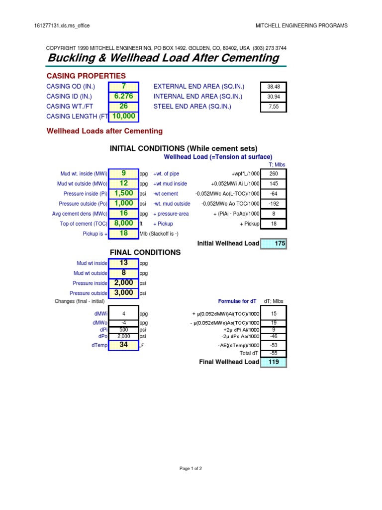 Casing Buckling and Wellhead Load Analysis | PDF | Technology & Engineering