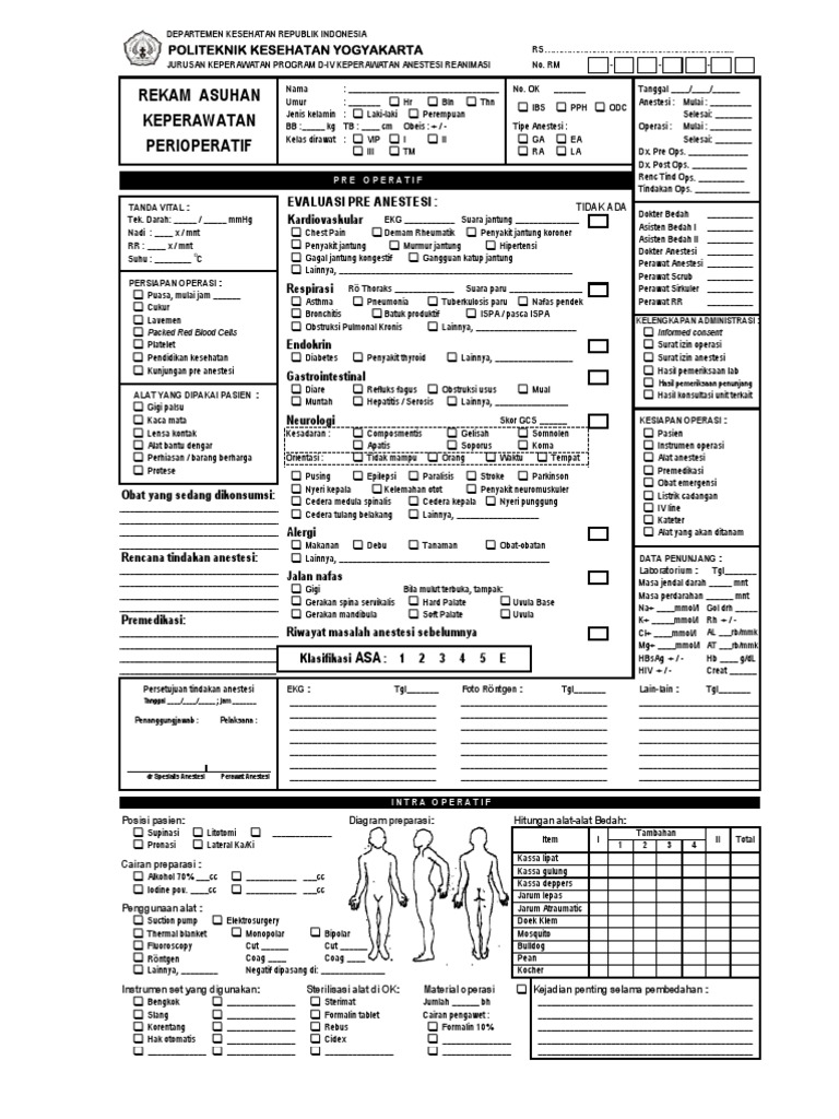 Form Askep Perioperatif | PDF