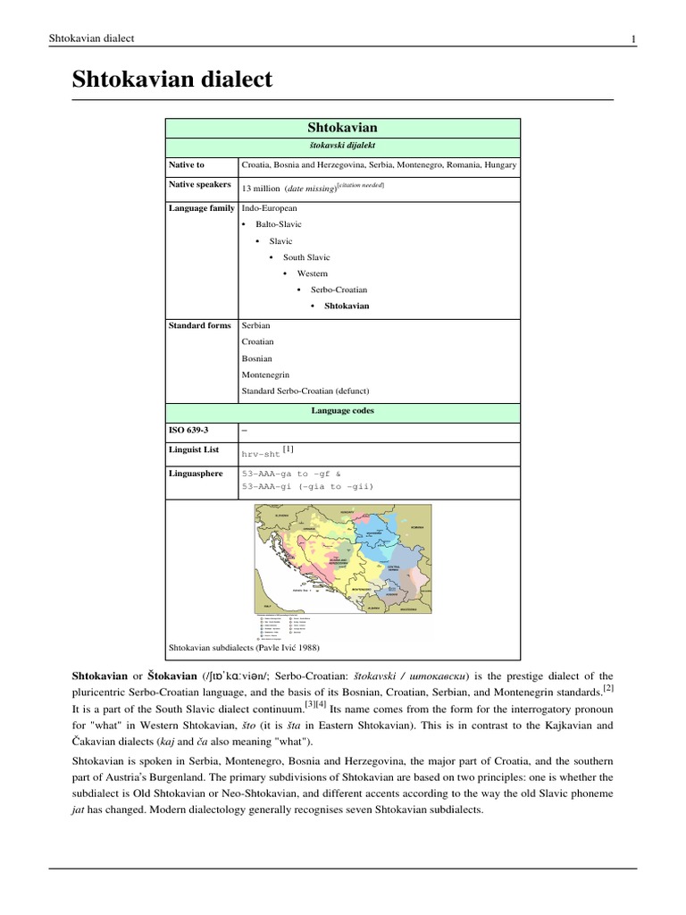 Shtokavian Dialect | PDF | Lexicology | Human Communication