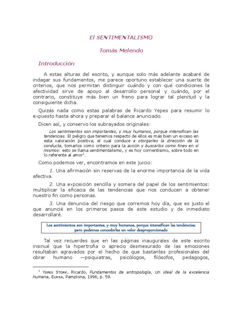 Definición y riesgos del sentimentalismo | PDF | Autoestima | Amor