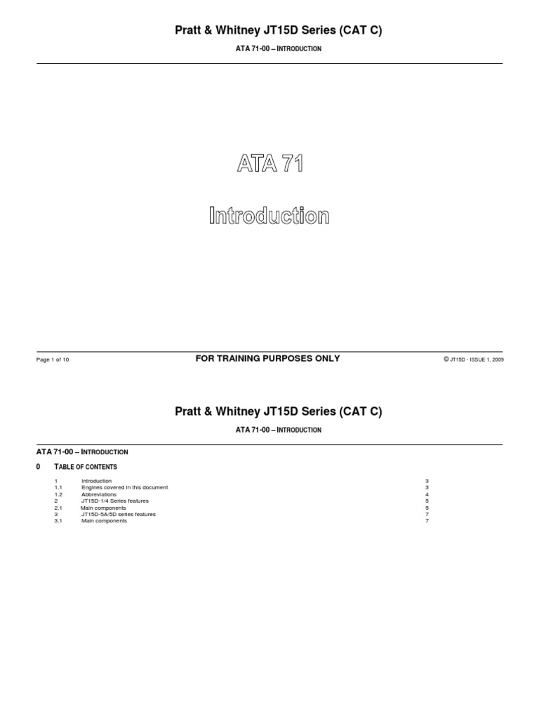 Jt15d Ata 71 Intro | PDF | Gas Compressor | Turbine