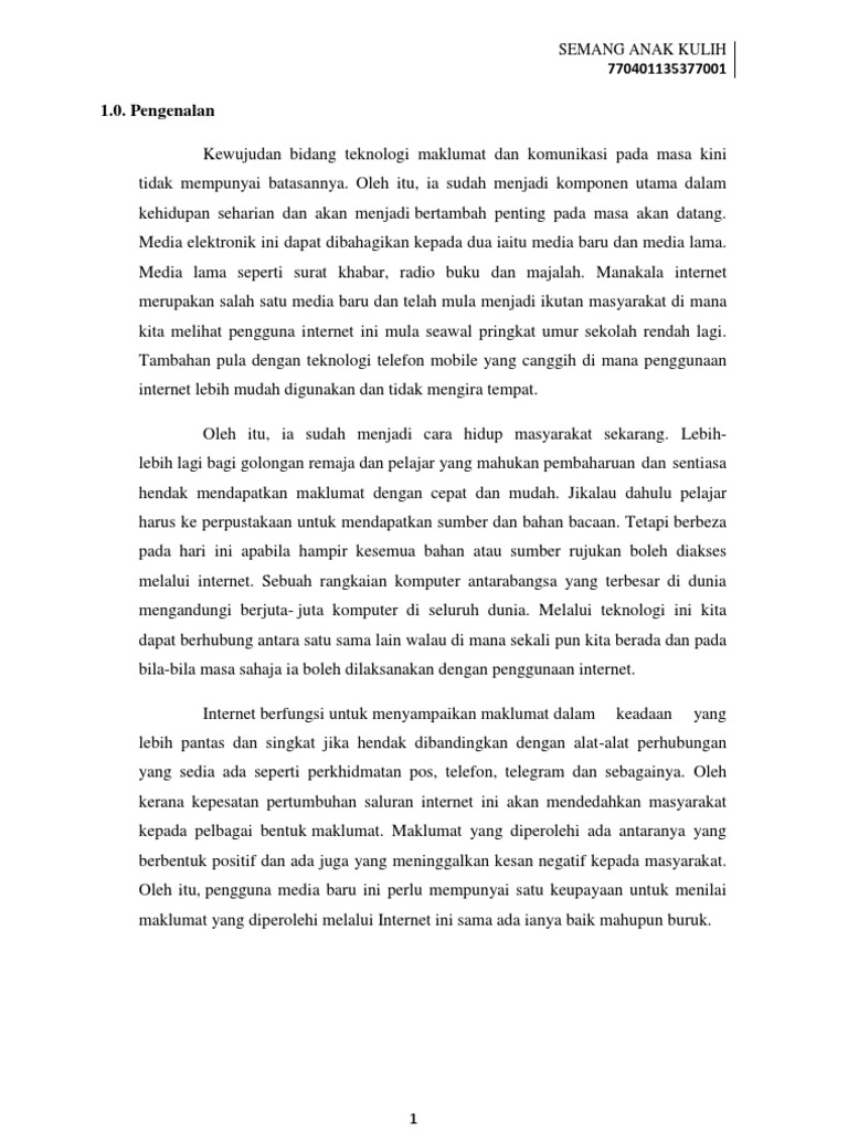 Faedah Dan Kesan Detrimental Internet Dalam Kalangan Pelajar | PDF ...