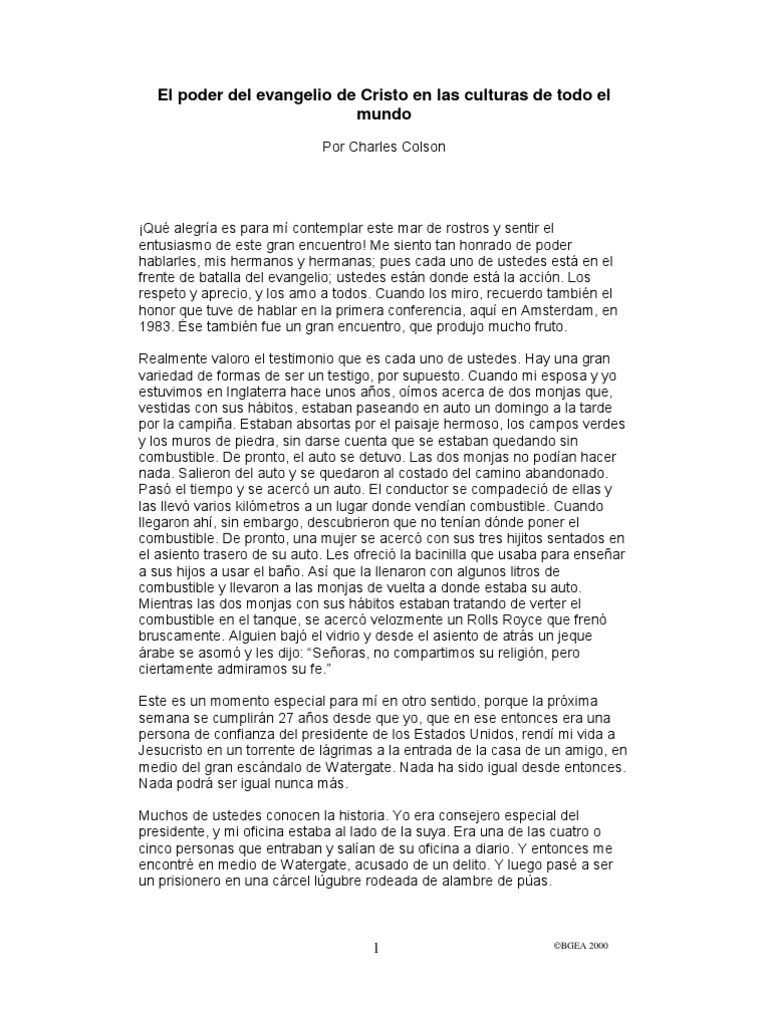 El Poder Del Evangelio de Cristo en Las Culturas de Todo El Mundo | PDF ...